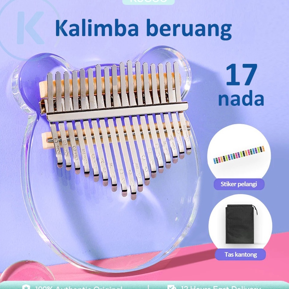 Jual KODE C14H KUGOO 225 New Bear Kalimba 17 Keys Acrylic Thumb Piano ...