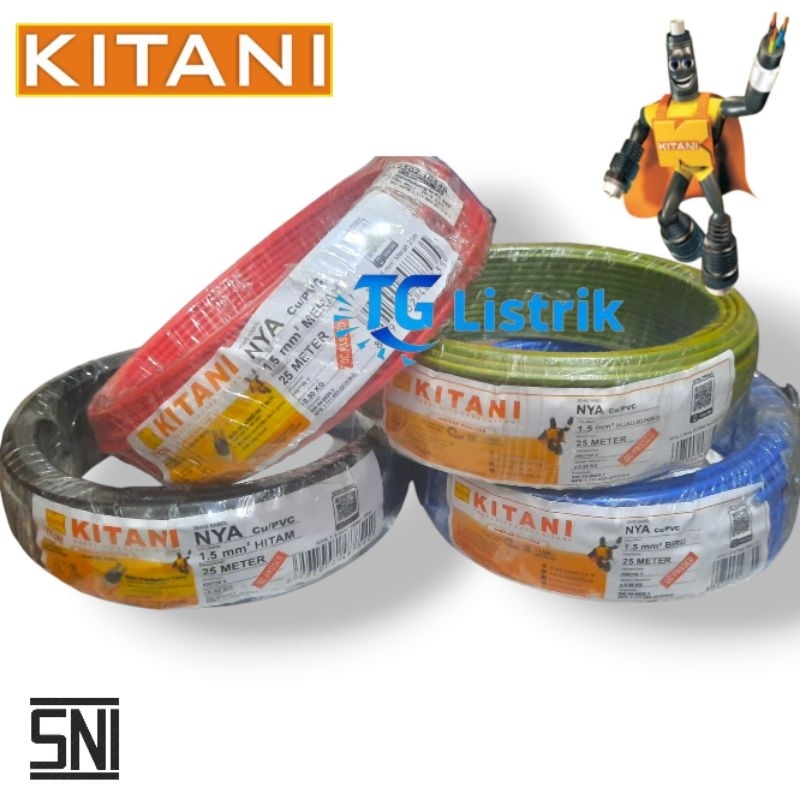 Jual KITANI NYA Kabel Listrik NYA 1,5mm Panjang 25 meter Kabel Tunggal ...