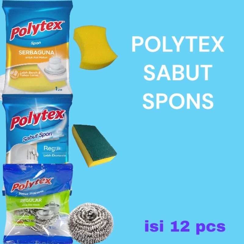 Jual polytex Spon sabut stainless reguler serbaguna 1 lusin | Shopee ...