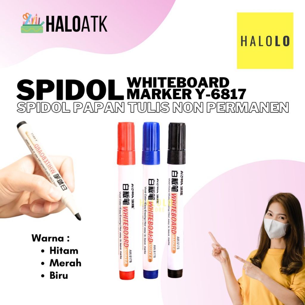 Jual Spidol Papan Tulis Spidol Whiteboard Marker Y-6817 Spidol Hitam ...