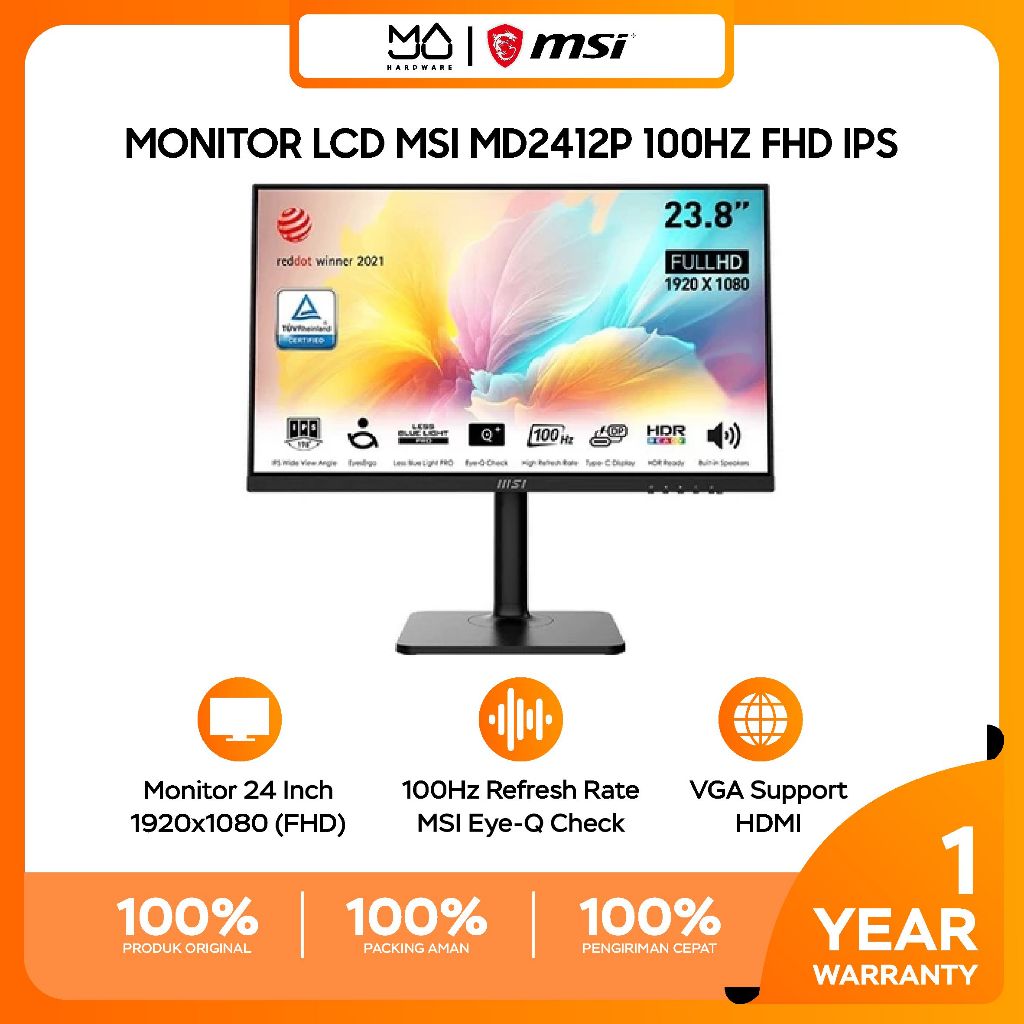 Jual MSI Monitor LED IPS Modern MD2412P 24”Inc - Garansi Resmi | Shopee ...