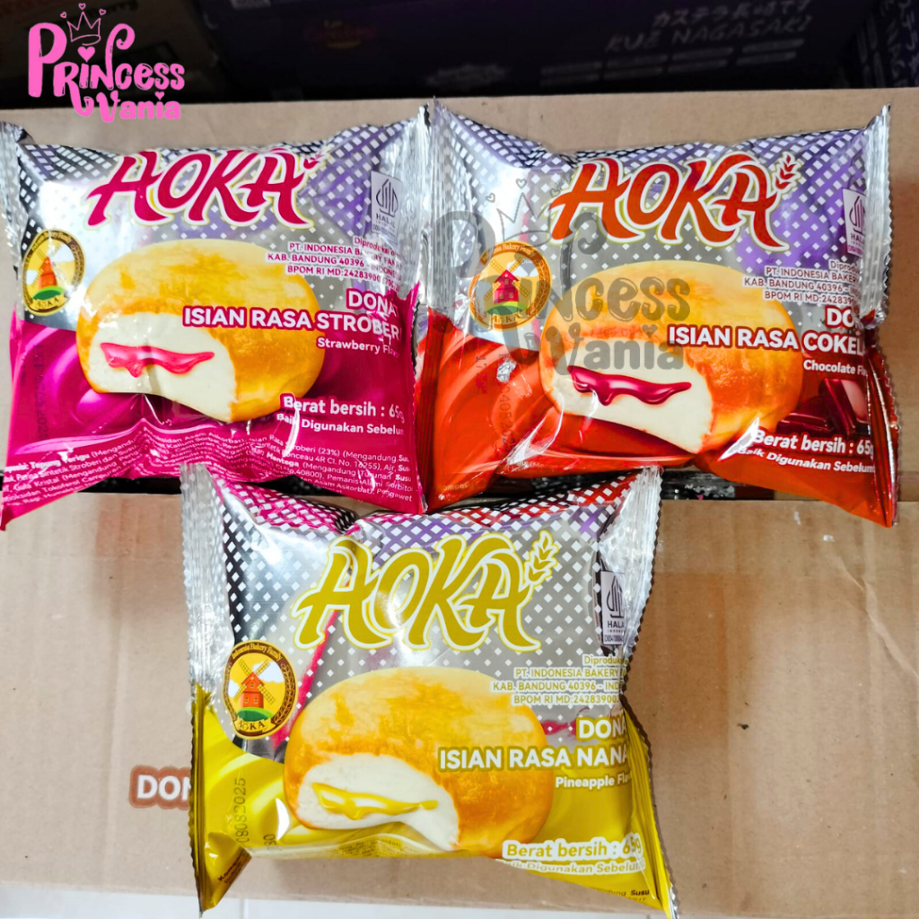 Jual PREMIUM!!! AOKA DONAT SATUAN ROTI ISIAN RASA COKELAT NANAS STROBERI 65GR | Shopee Indonesia