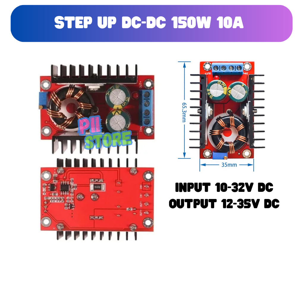 Jual 150W DC STEP UP POWER SUPPLY BOOST CONVERTER 6A 10-32V TO 12-35V ...