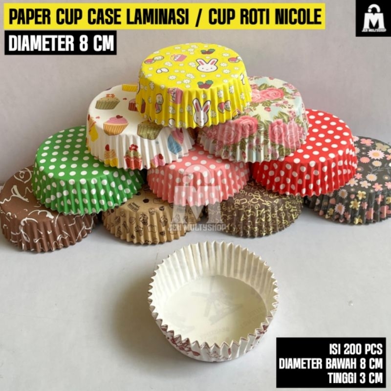 Jual Paper cup case laminasi bulat 8cm NICOLE isi 200 pcs / Cup Roti ...