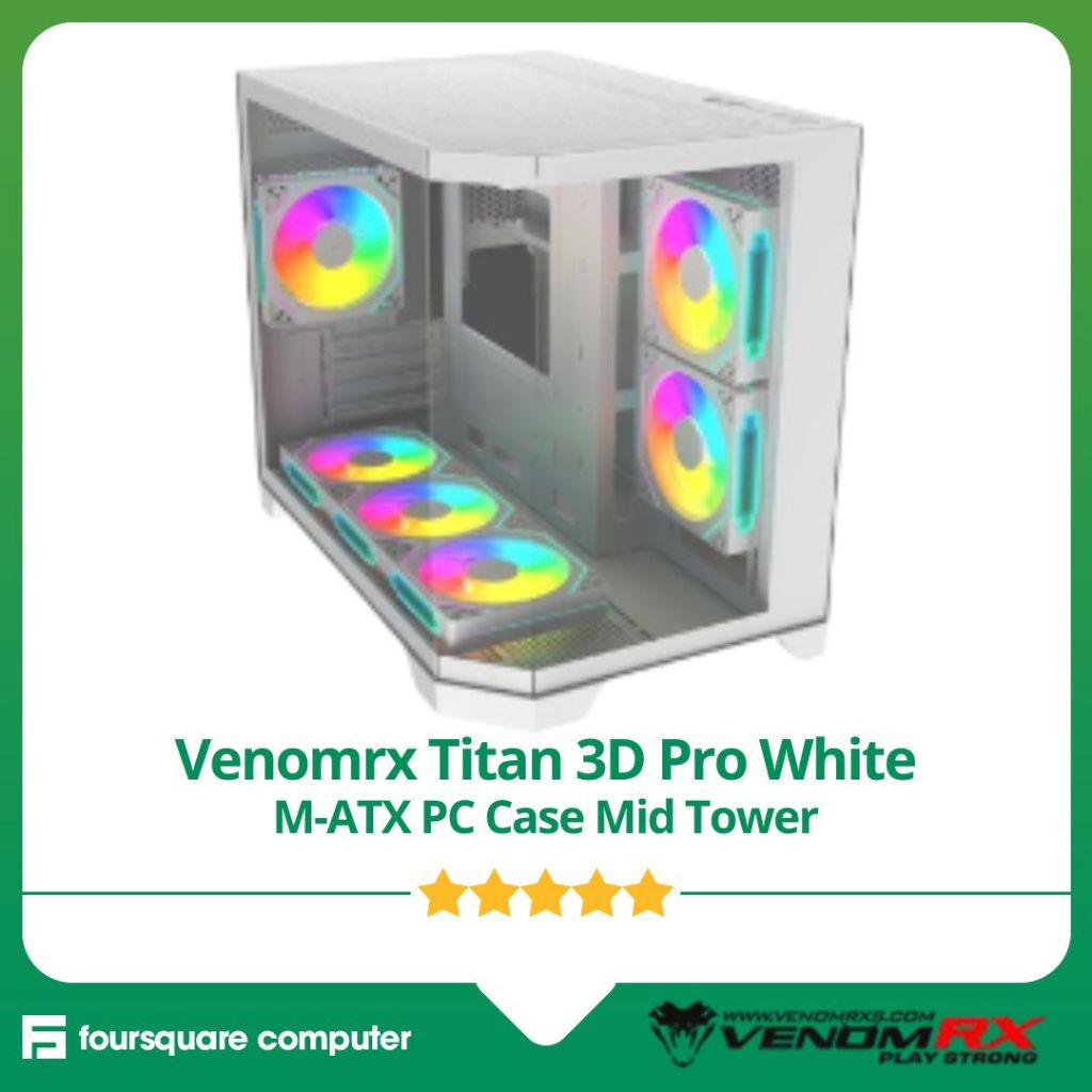 Jual VenomRX Titan 3D Pro White M-ATX PC Case Casing Mid Tower | Shopee ...