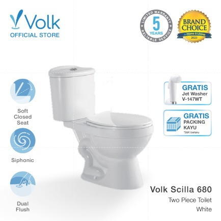 Jual Volk 680 Two Piece Toilet White AS 30CM + JET WASHER A147 White ...