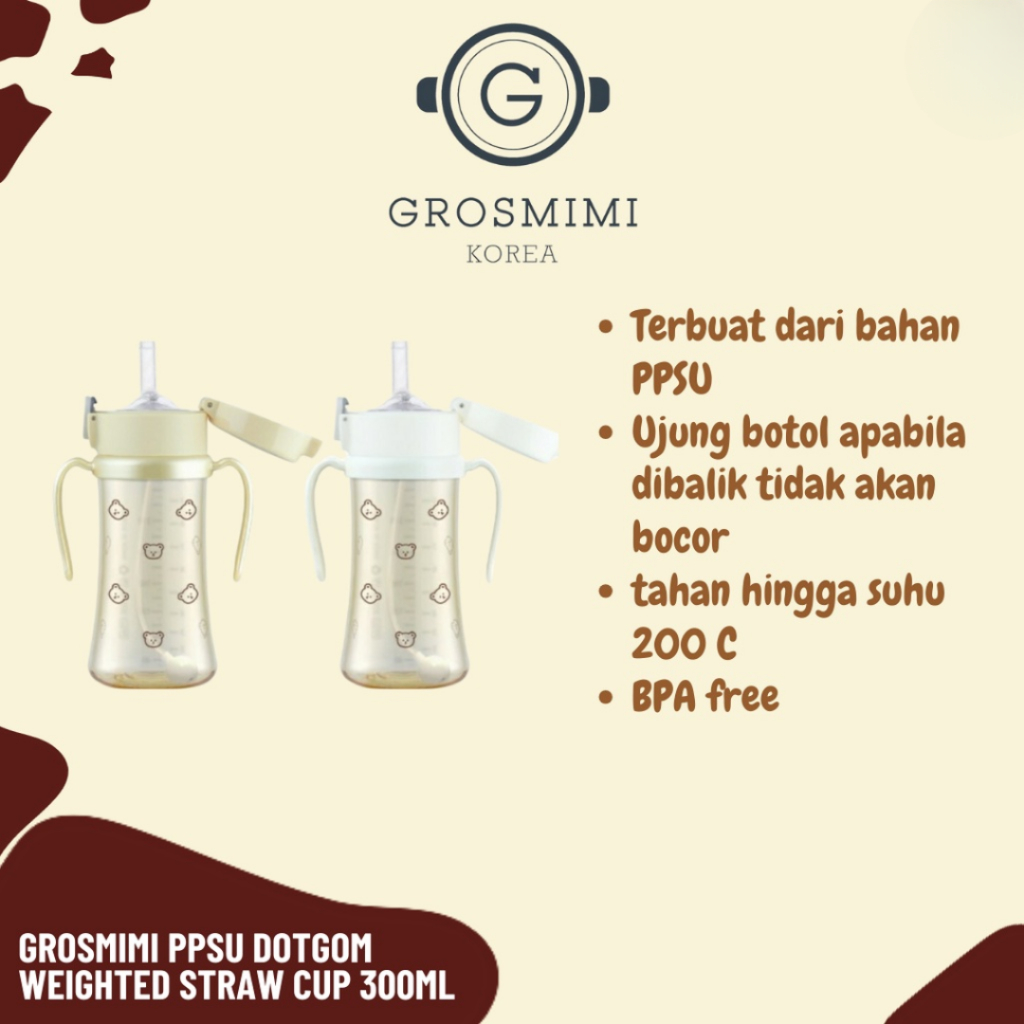 Jual Grosmimi PPSU Dotgom Weighted Straw Cup 300ml - Botol Minum Anak | Shopee Indonesia