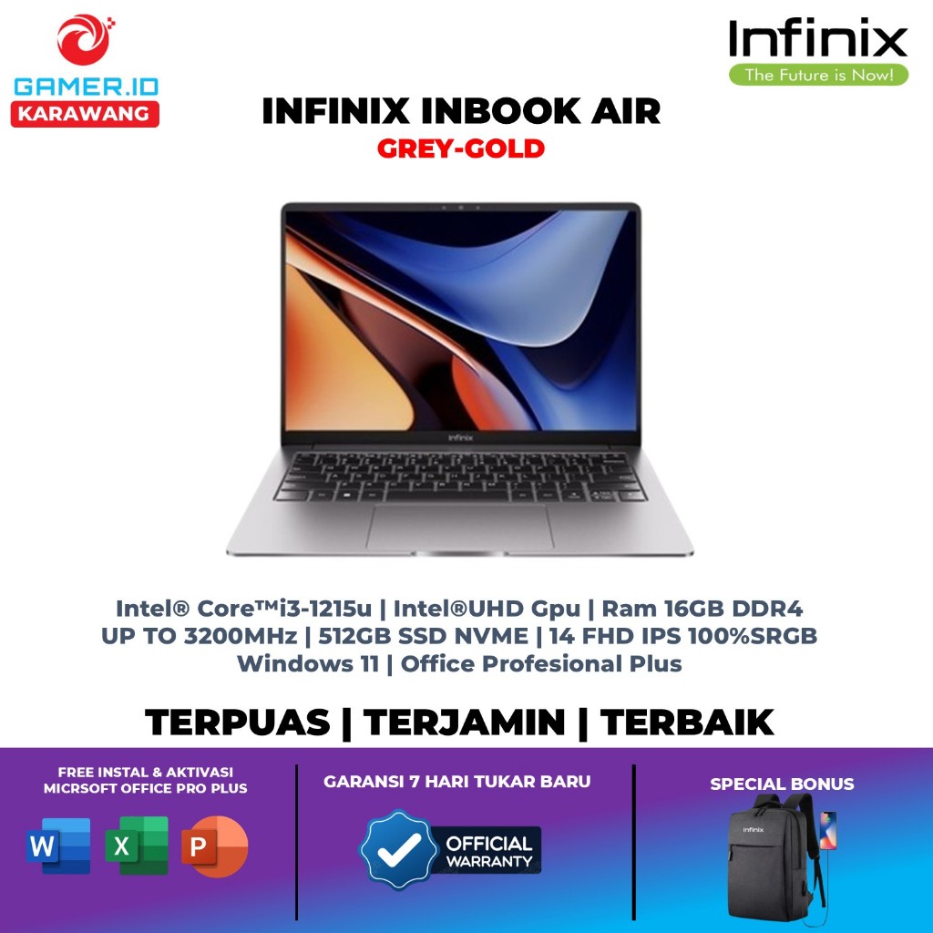 Jual Laptop Infinix Inbook Air Intel Core i3 1215U 8GB 512GB Windows 11 ...