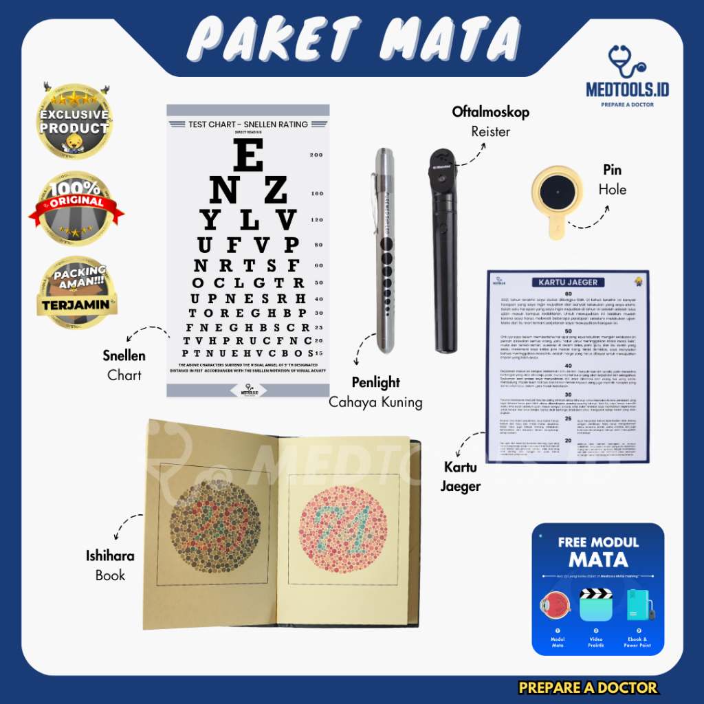 Jual Paket Pemeriksaan Mata [Oftalmoskop + Snellen Chart + Pin Hole ...