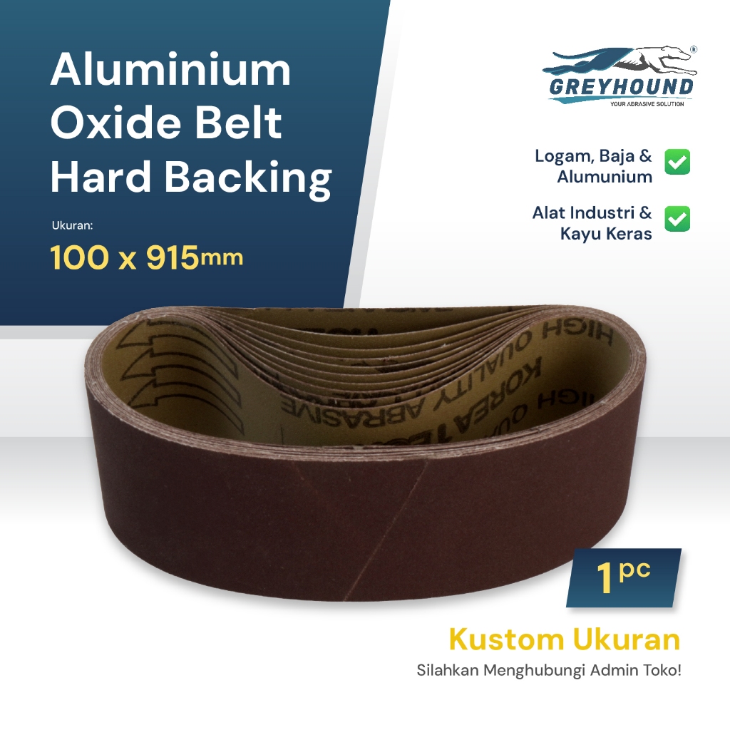 Jual GREYHOUND Aluminium Oxide Belt Hard Backing 100 mm x 915mm ...