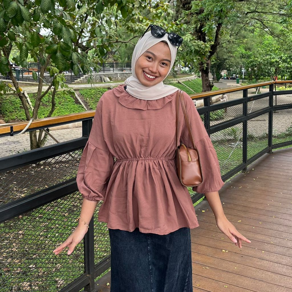 Jual PEPLUM BLOUSE / ATASAN BLOUSE CRINKLE POLOS / BLOUSE KERUT ...