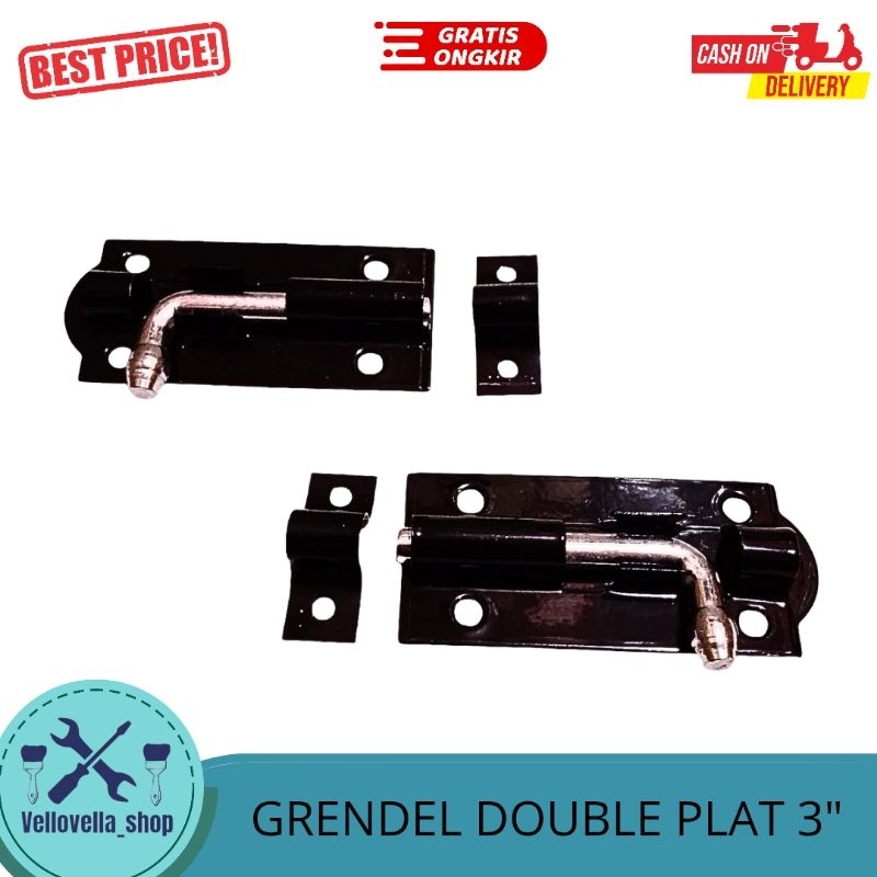 Jual 3 INCH (7CM) Grendel bulat double plat hitam / grendel kunci ...