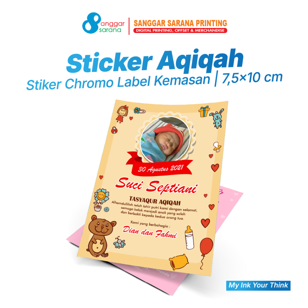 Jual Stiker Aqiqah Custom Stiker Acara /Catering UKURAN 7,5 X 10 CM ...