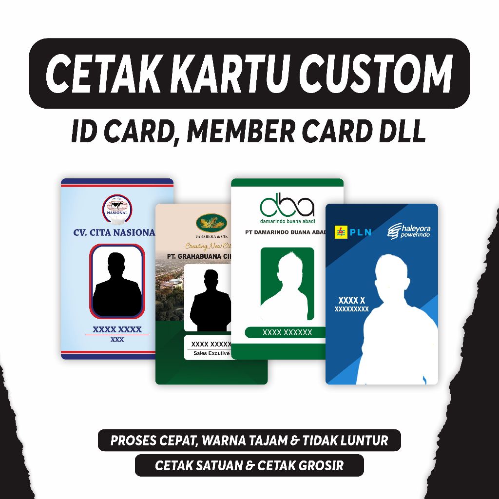 Jual Cetak Kartu Custom, ID Card, Member Card, Dll | Shopee Indonesia