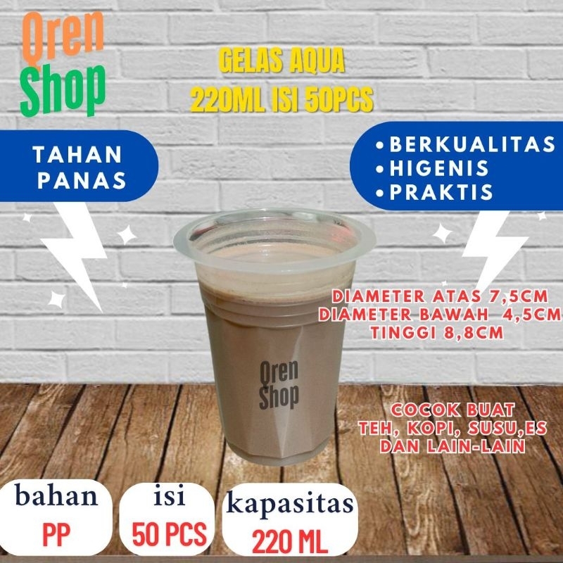 Jual gelas kopi teh susu 220ml cup plastik bening isi 50pcs | Shopee ...