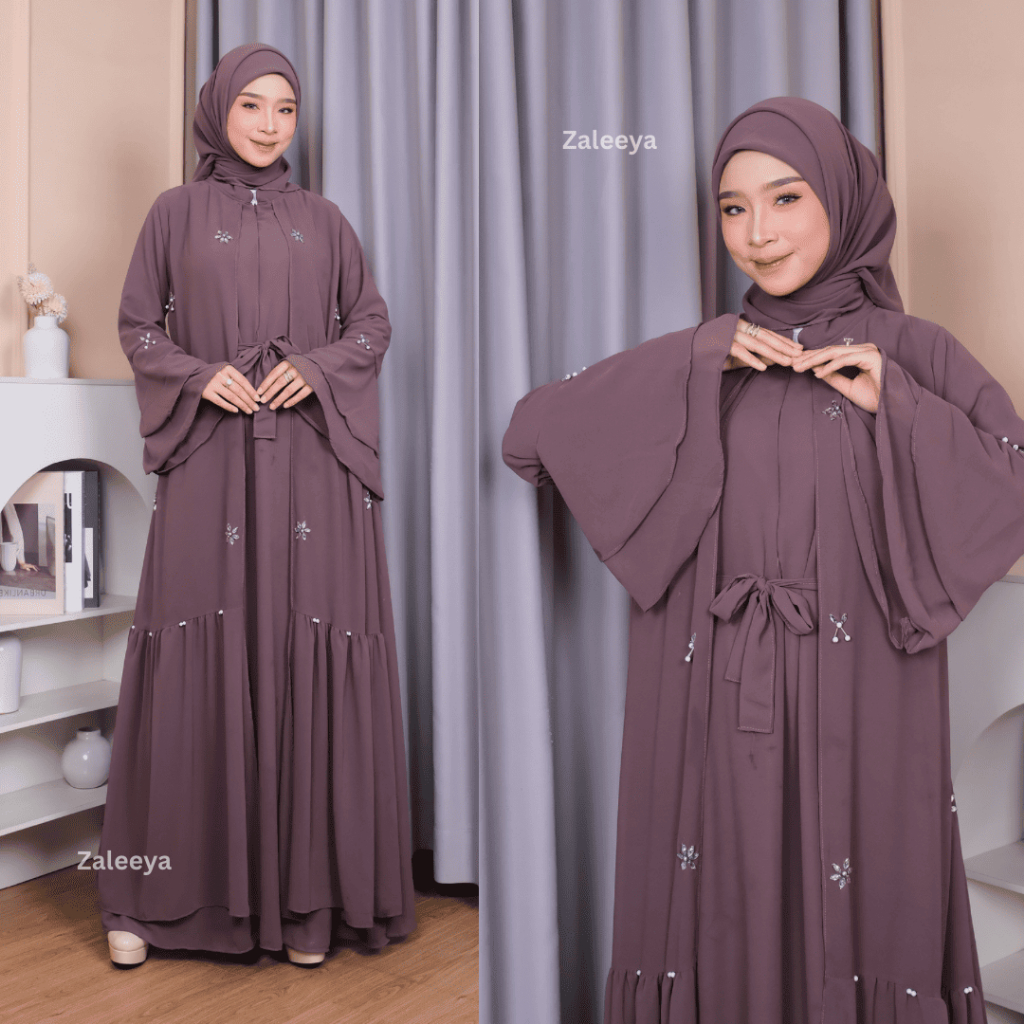 Jual Zafira Abaya Payet Set Hijab Segiempat Gamis Wanita Terbaru Bahan ...