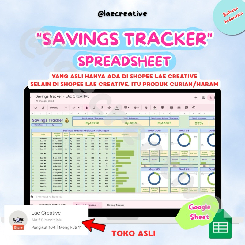 Jual Lae Creative - Laporan Uang Tabungan | Savings Tracker | Catatan Tabungan Digital | Buku ...