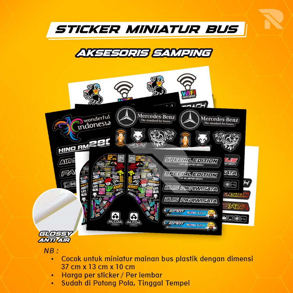 Jual Sticker Kaca Samping Miniatur Bus / Acc Miniatur Bus / Sticker ...