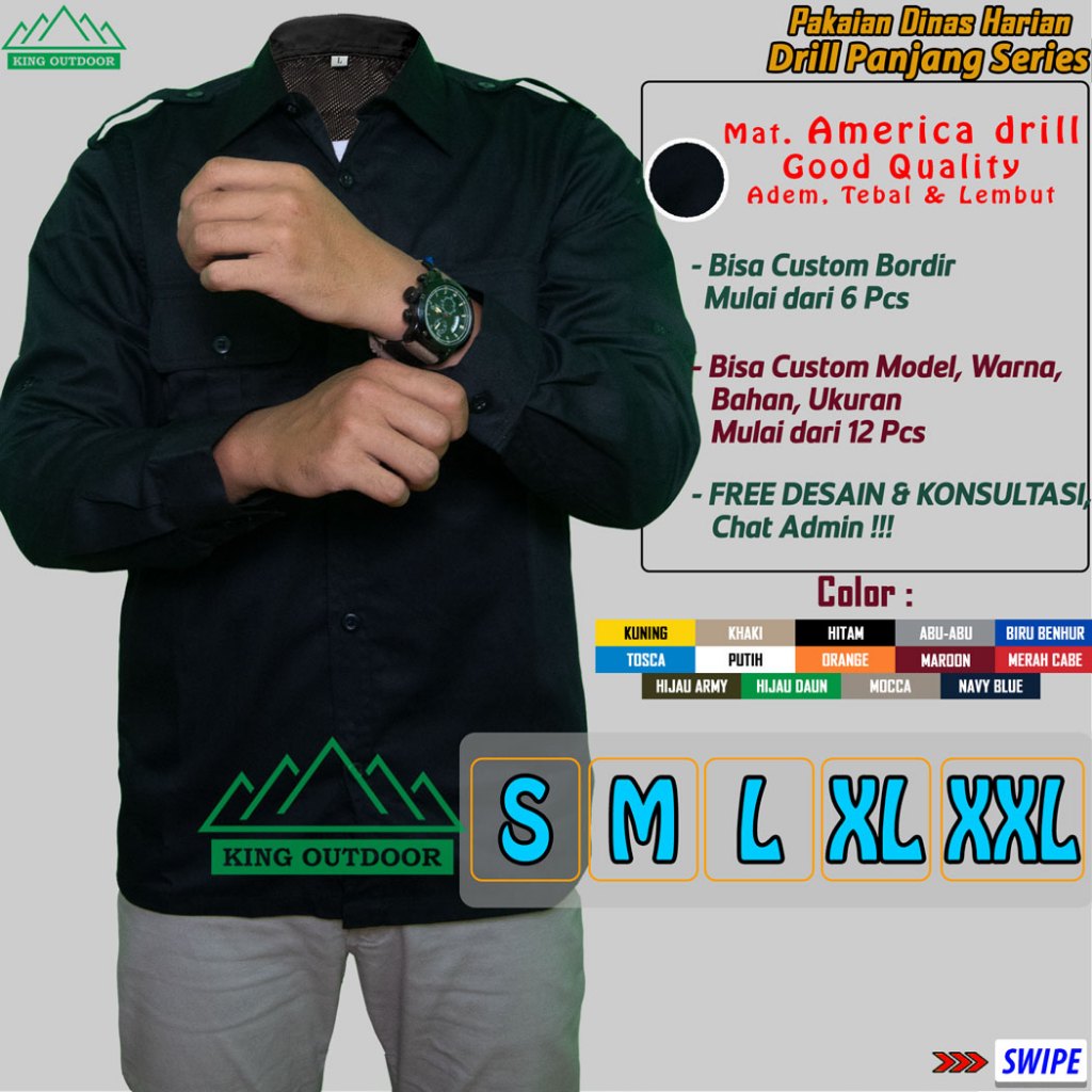 Jual Kemeja PDH Pakaian Dinas Harian Warna HITAM | Seragam Kerja PILOT ...