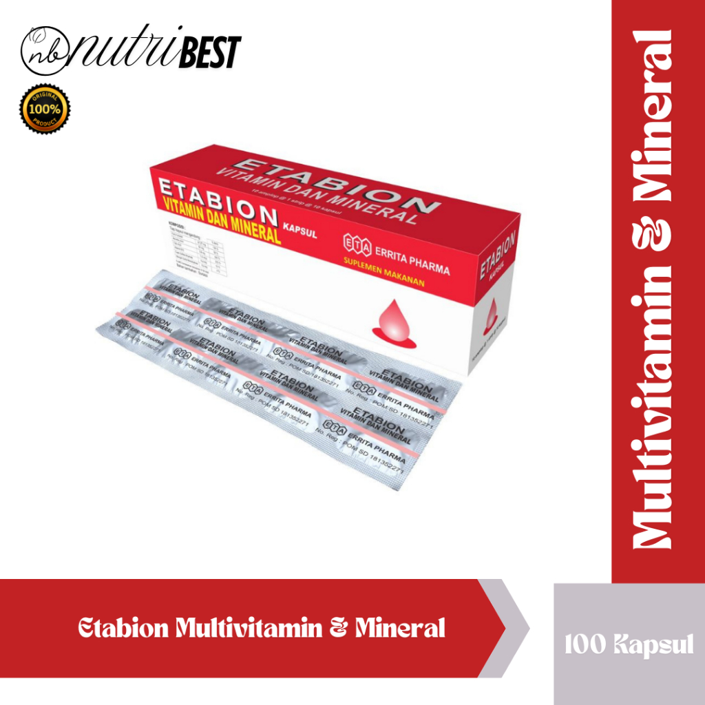 Jual Etabion Multivitamin & Mineral 100 Kapsul Errita | Shopee Indonesia