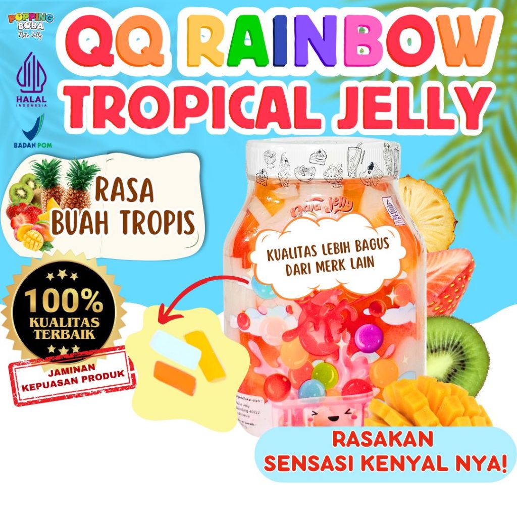Jual QQ Rainbow Jelly Konyaku Topping Minuman - Jelly Warna Warni Rasa Buah Tropis 500 Gram ...