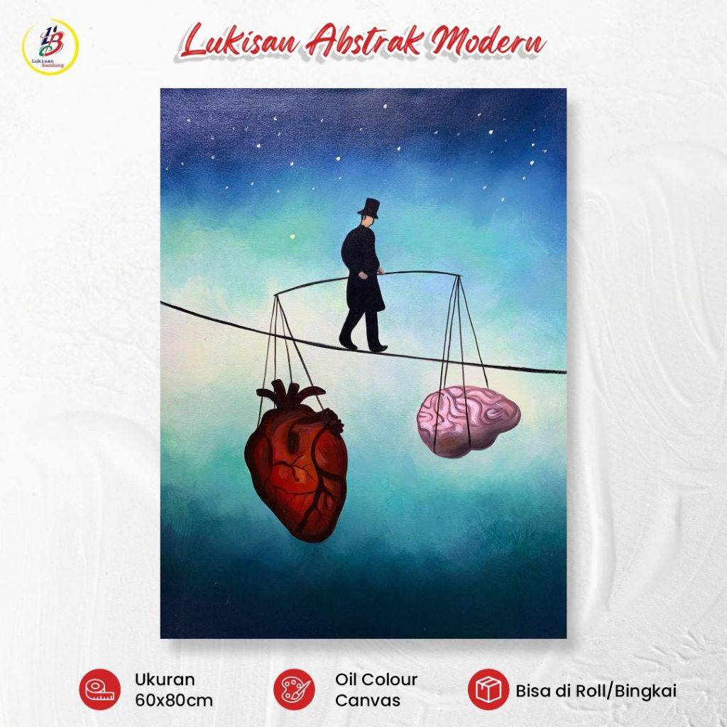 Jual Lukisan Bandung Lukisan Abstrak Otak dan Hati 60x80cm Lukisan ...