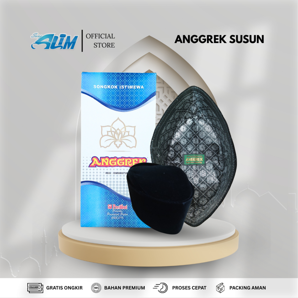 Jual Sang Alim - Peci Songkok Anggrek Susun Hitam Polos Songkok Kopiah ...