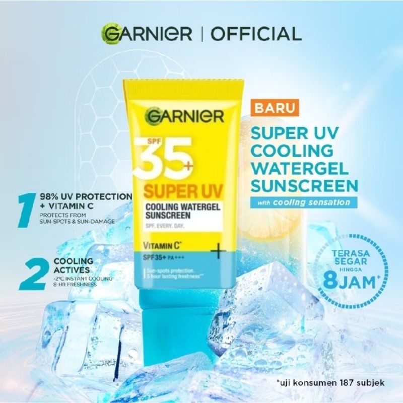 Jual Garnier Super UV Cooling Water Gel Sunscreen SPF 35+ PA+++ - 20ml ...