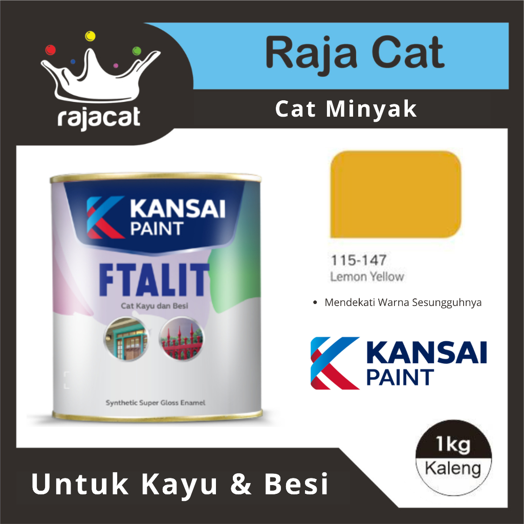 Jual Cat Besi dan Kayu KANSAI FTALIT 1 KG 147 LEMON YELLOW Cat Minyak ...