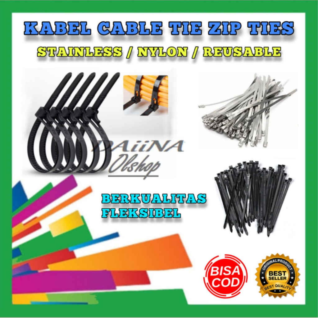 Jual Kabel Ties Reusable 15 20 25 30 40 45 cm / cord holder cable ties releasable / kabel tis ...