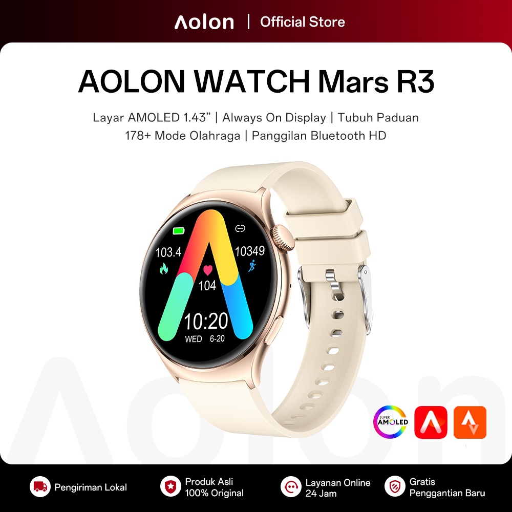 Jual Aolon Mars R3 Smartwatch Original 60Hz AMOLED Screen | Running ...