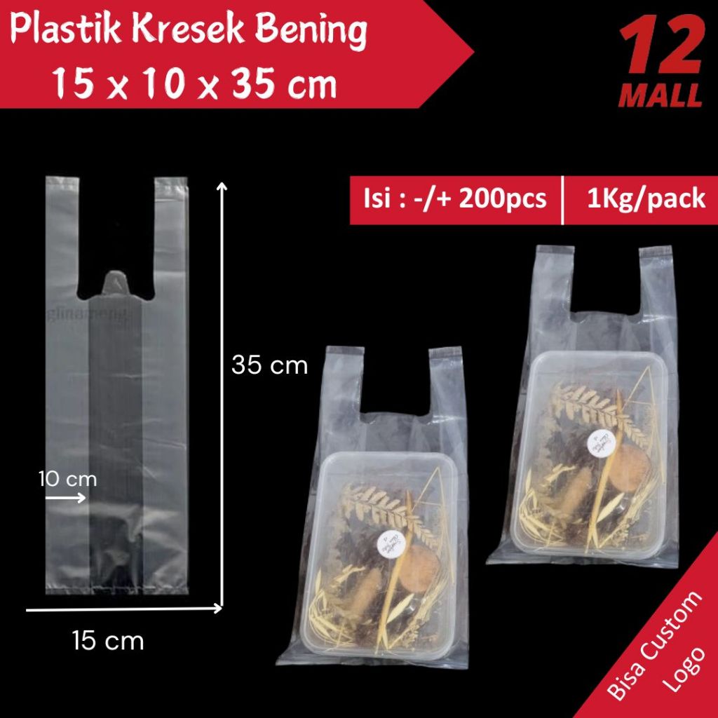 Jual (1 PACK) Plastik Bening Tebal Makanan Box 15X35 CM / Kantong ...