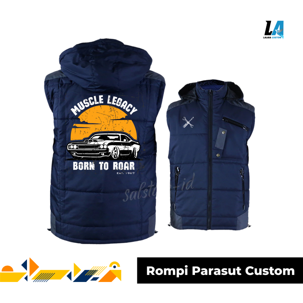 Jual Rompi Parasut Custom Pria Wanita Desain Bikers Tema Retro Garage ...