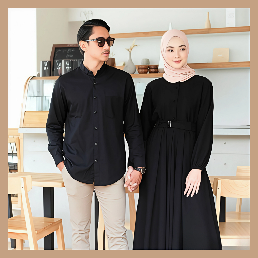Jual GAMIS COUPLE PASANGAN SUAMI ISTRI HARMONIS WARNA HITAM TERBARU BY ...