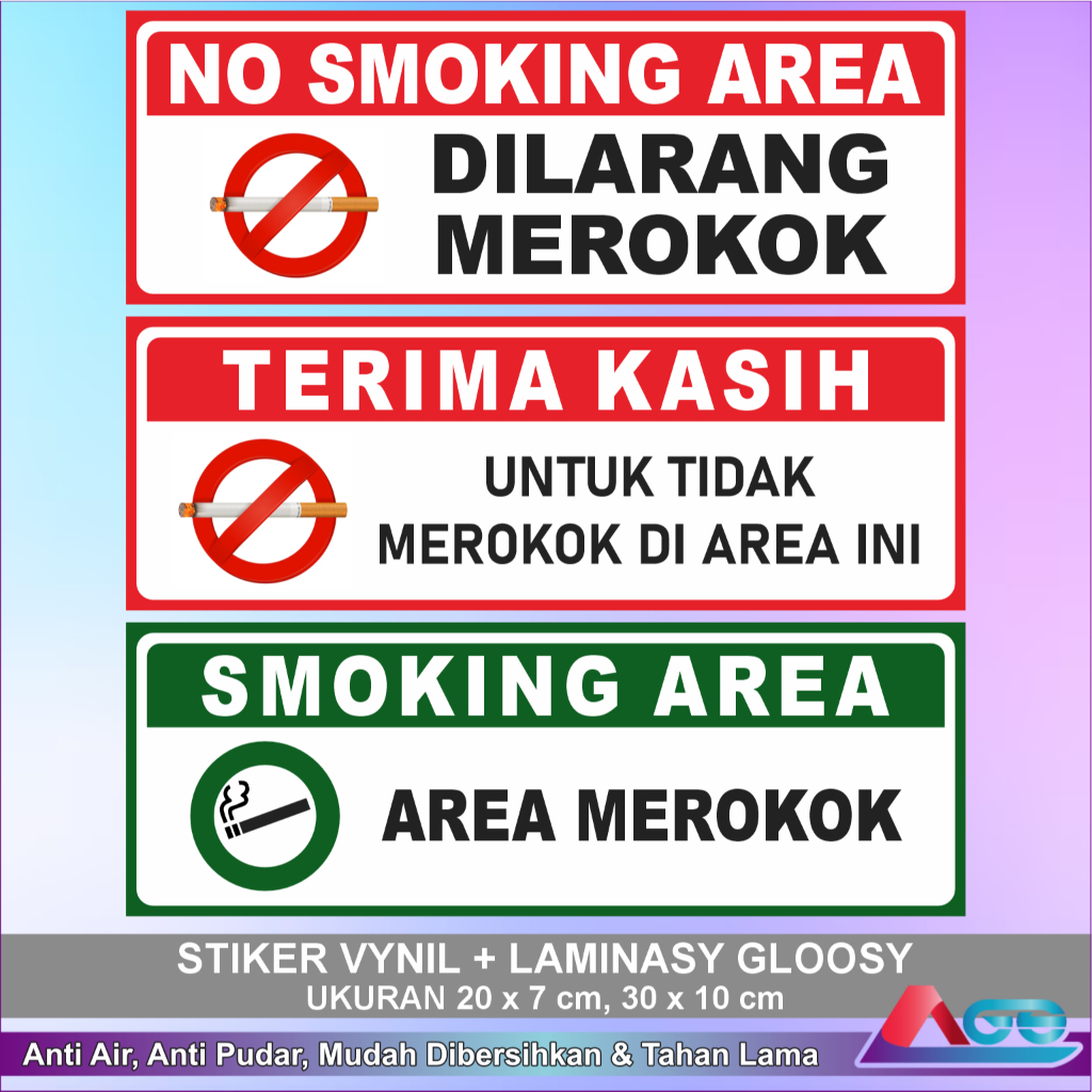 Jual Stiker Vynil Dilarang Merokok No Smoking Area Anti Air Laminasy ...