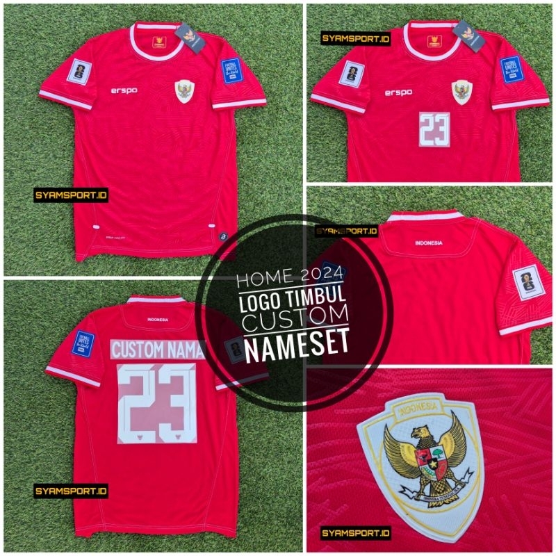 Jual Jersey Home Timnas Indonesia Terbaru 2024 Logo Detail Timbul FREE ...
