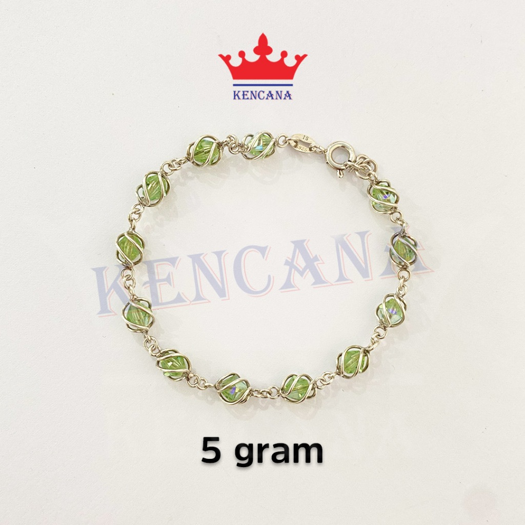 Jual Gelang Perak 925 Asli Gelang Batu Permata Kristal Swaroski Hijau ...