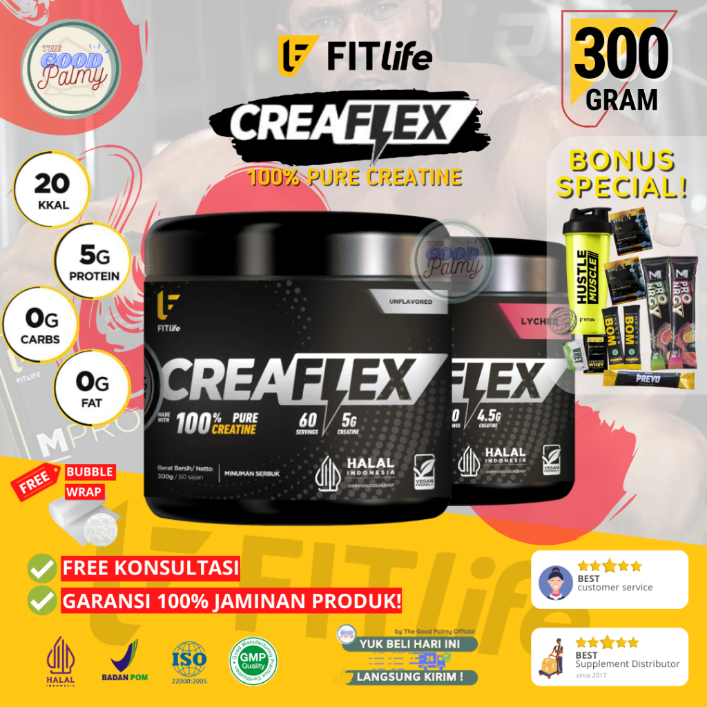 Jual FITLife CreaFLEX 300 Gram Gr Creat Halal BPOM Crea Flex Suplement ...