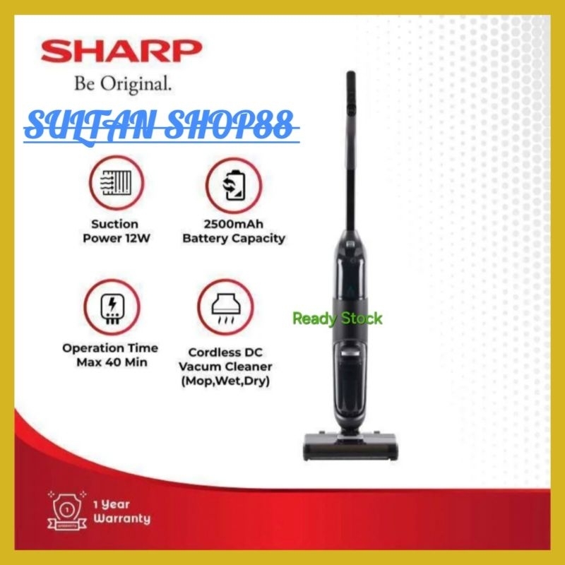 Jual SHARP VACUUM CLEANER EC-WE77Y-BK STICK CORDLESS 3-IN-1 MOP, WET ...