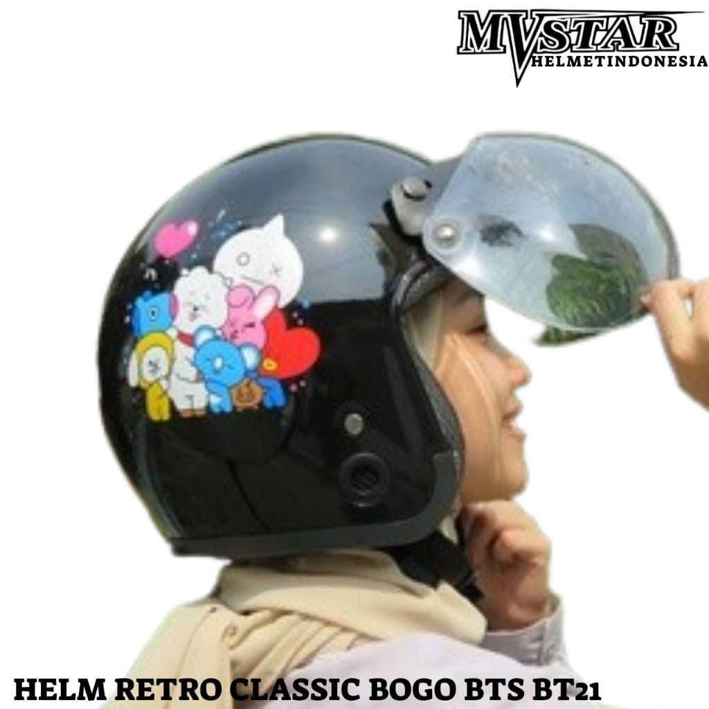 Jual HELM RETRO CLASSIC BOGO BTS BT21 ARMY | Shopee Indonesia