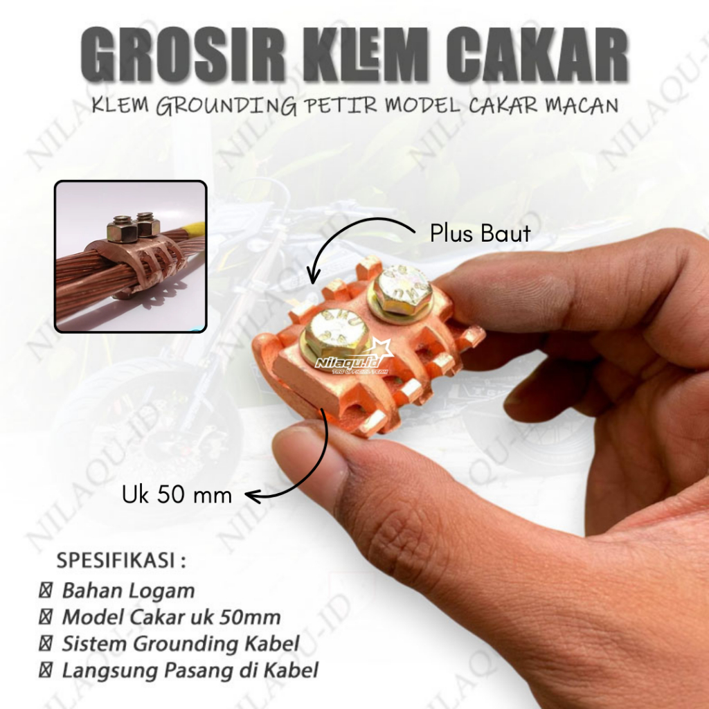 Jual GROSIR Klem Kabel Bc Listrik 50mm Full Tembaga Klem Grounding ...