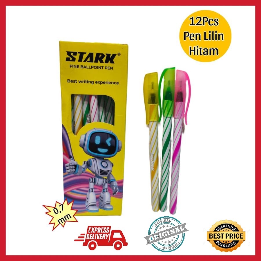 Jual PULPEN PEN LILIN MURAH 12 PCS STARK / PULPEN HITAM EKONOMIS ...