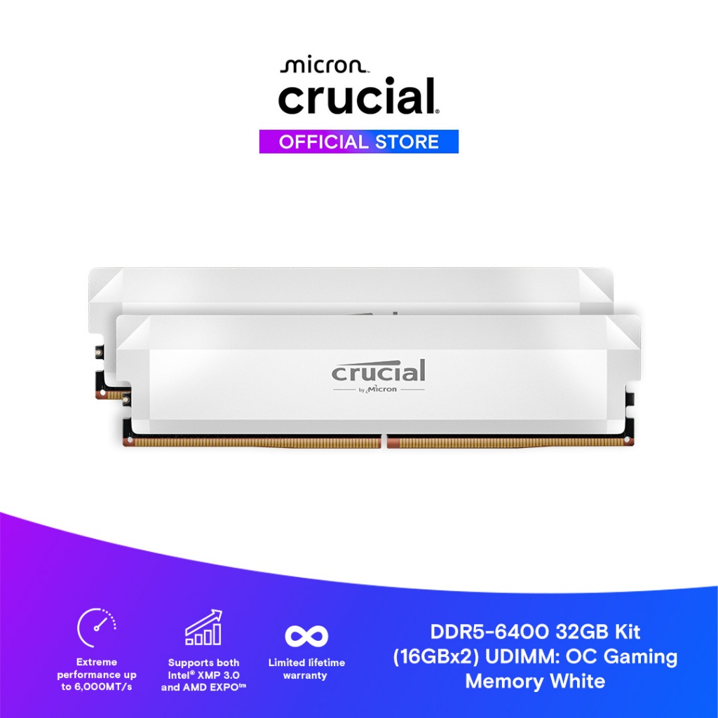 Jual Crucial Pro Overclocking DDR5-6400 32GB Kit (16GBx2) UDIMM OC ...