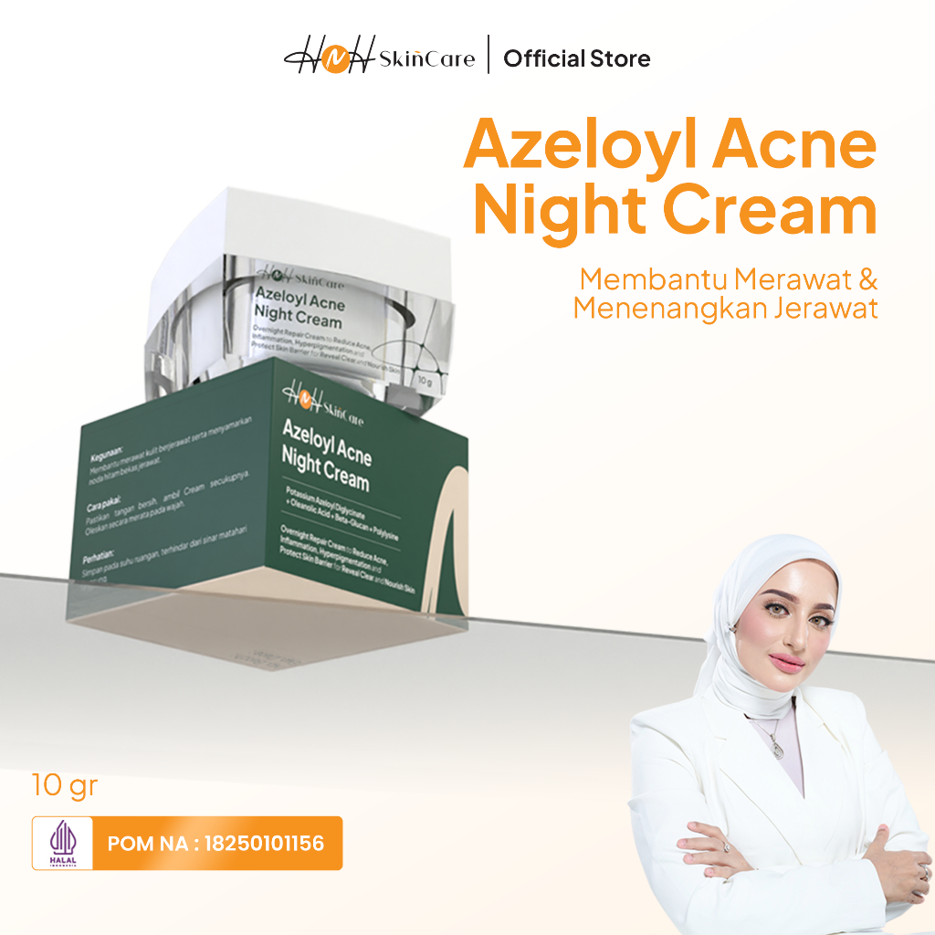Jual HNH Azeloyl Acne Night Cream - Krim Malam Ringan untuk Kulit Berjerawat | Shopee Indonesia