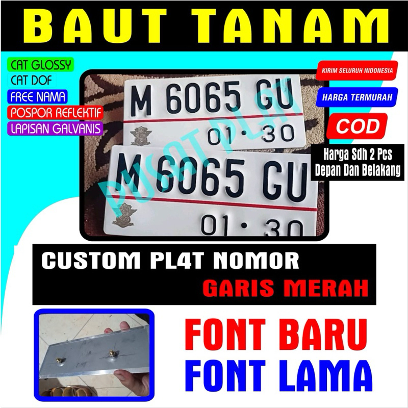 Jual HARGA SUDAH SEPASANG/FONT BARU DAN FONT LAMA/PLAT M0T0R BAUT TANAN ...