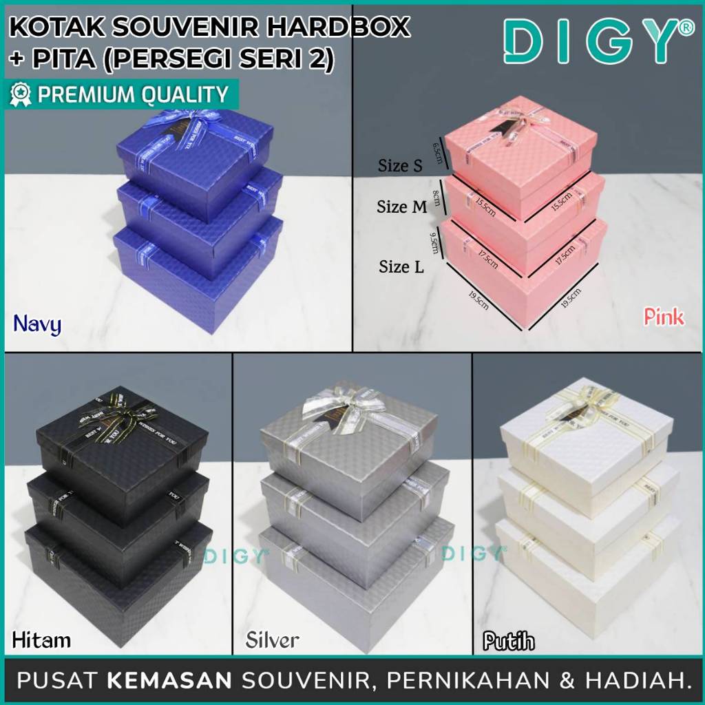 Jual Kotak Hardbox + Pita Persegi / Kotak Kado / Box Hadiah / Kotak Aksesoris Perhiasan / Gift ...