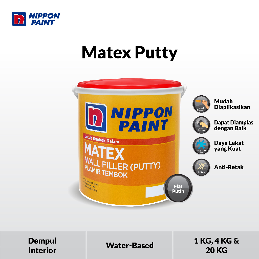 Jual Nippon Paint - Matex Putty -20kg- Plamir/Dempul Dinding Interior ...