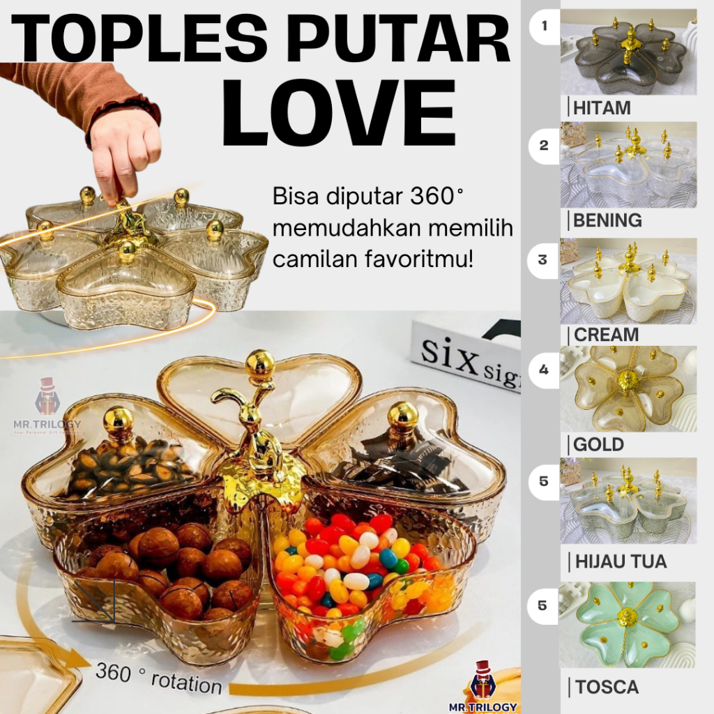 Jual TOPLES KUE Love Putar 5 in 1 Akrilik Transparan Penyimpanan ...