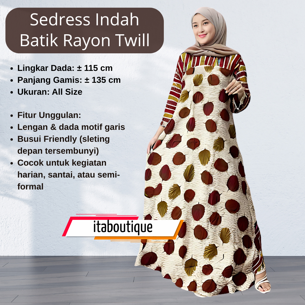 Jual Gamis Batik Wanita Rayon Twill Lengan 7/8 Remaja Kekinian Terbaru ...