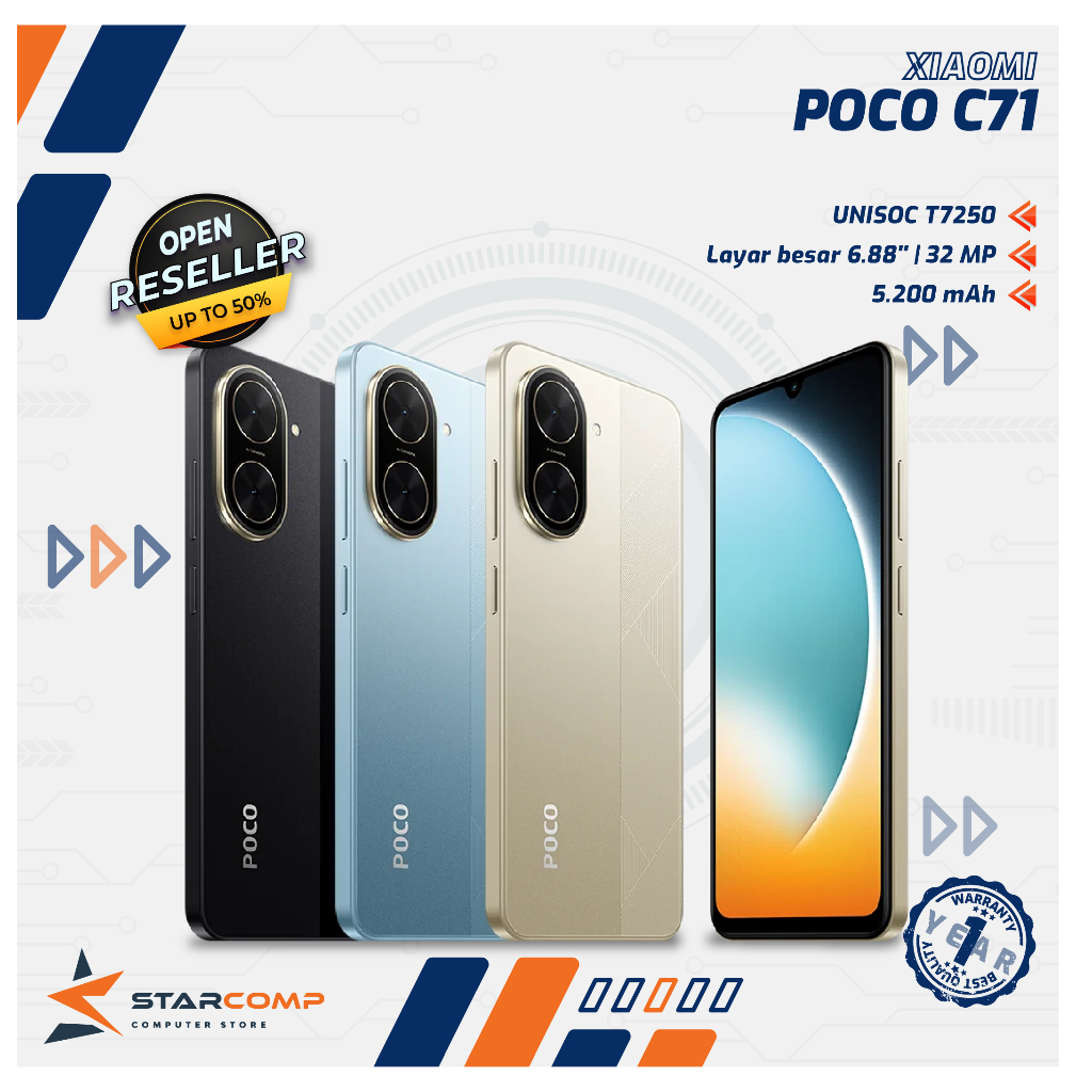 Jual XIAOMI POCO C71 4/128 GB UNISOC T7250 Layar 6.88" 120Hz Garansi Resmi | Shopee Indonesia